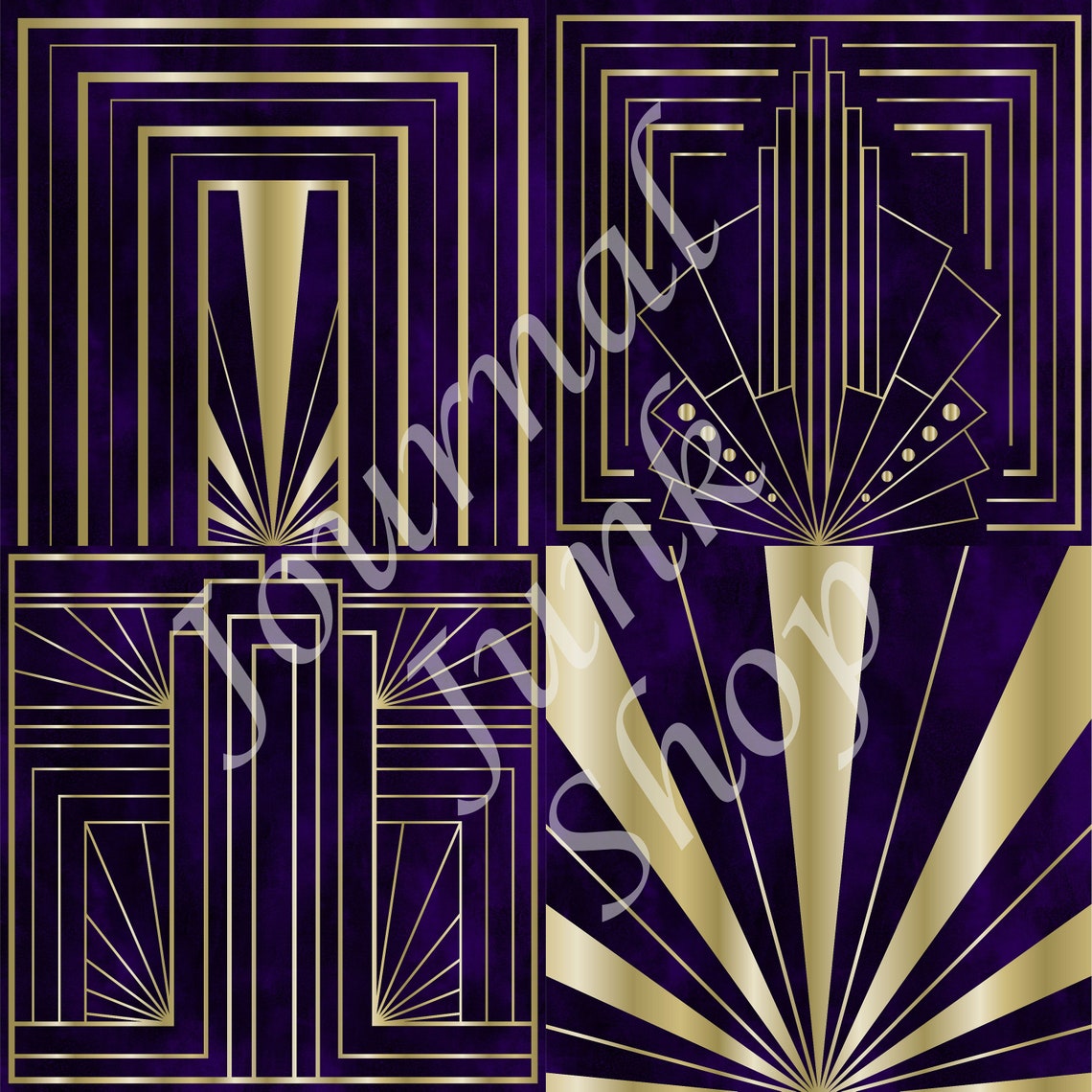 Purple Art Deco Dark Watercolor Collection in Purple - Etsy