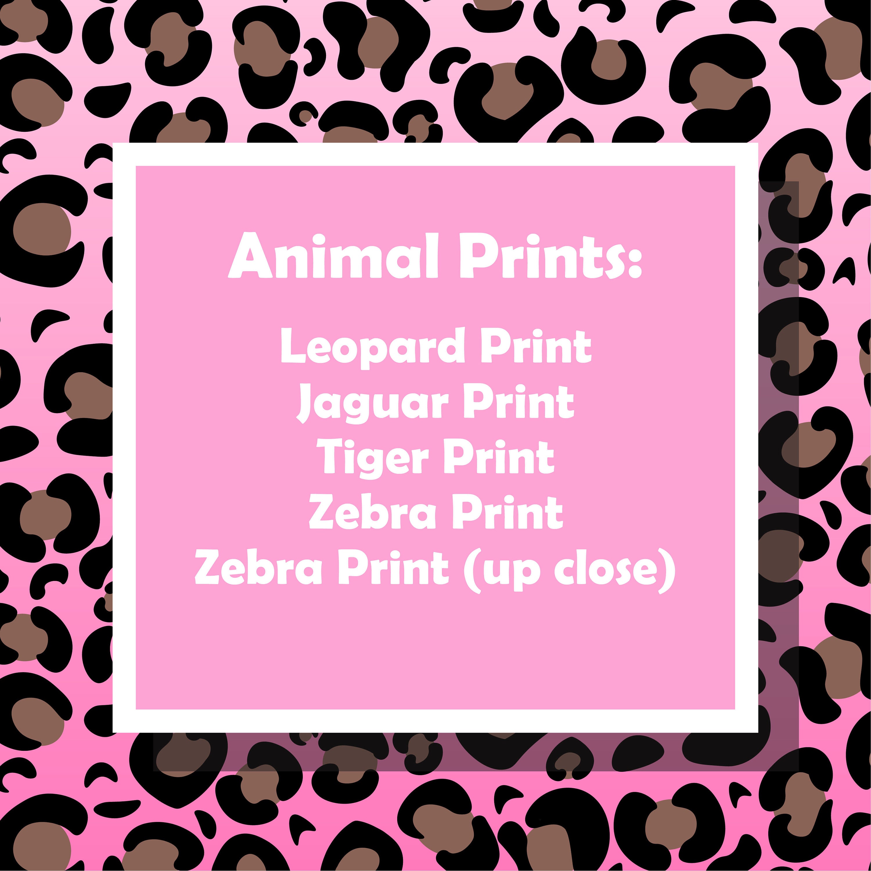 Pink Animal Print Paper- Jaguar, Leopard, Tiger, Zebra, Sparkly ...