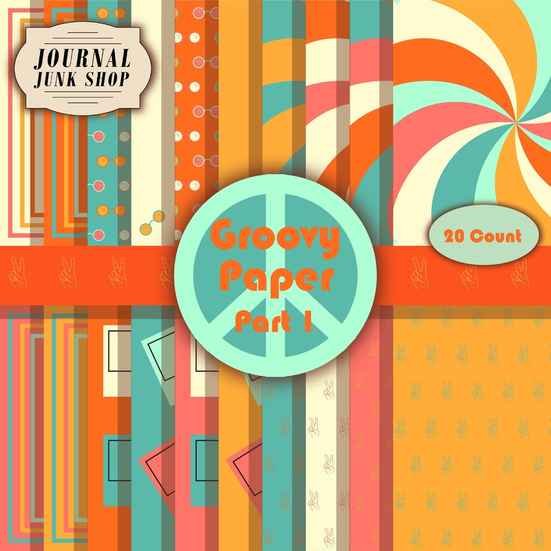 Groovy Retro Paper (part 1)- 70’s, Vintage, Rainbows, Swirls ...