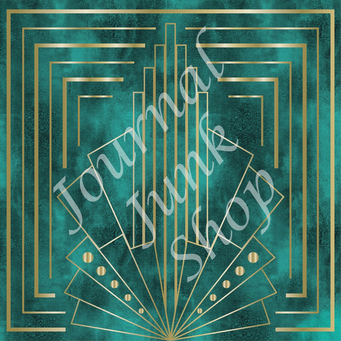 Teal Art Deco Dark Watercolor Collection in Teal Vintage - Etsy