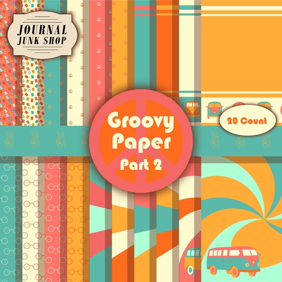 Groovy Retro Paper part 2 70s Vintage Rainbows Swirls - Etsy