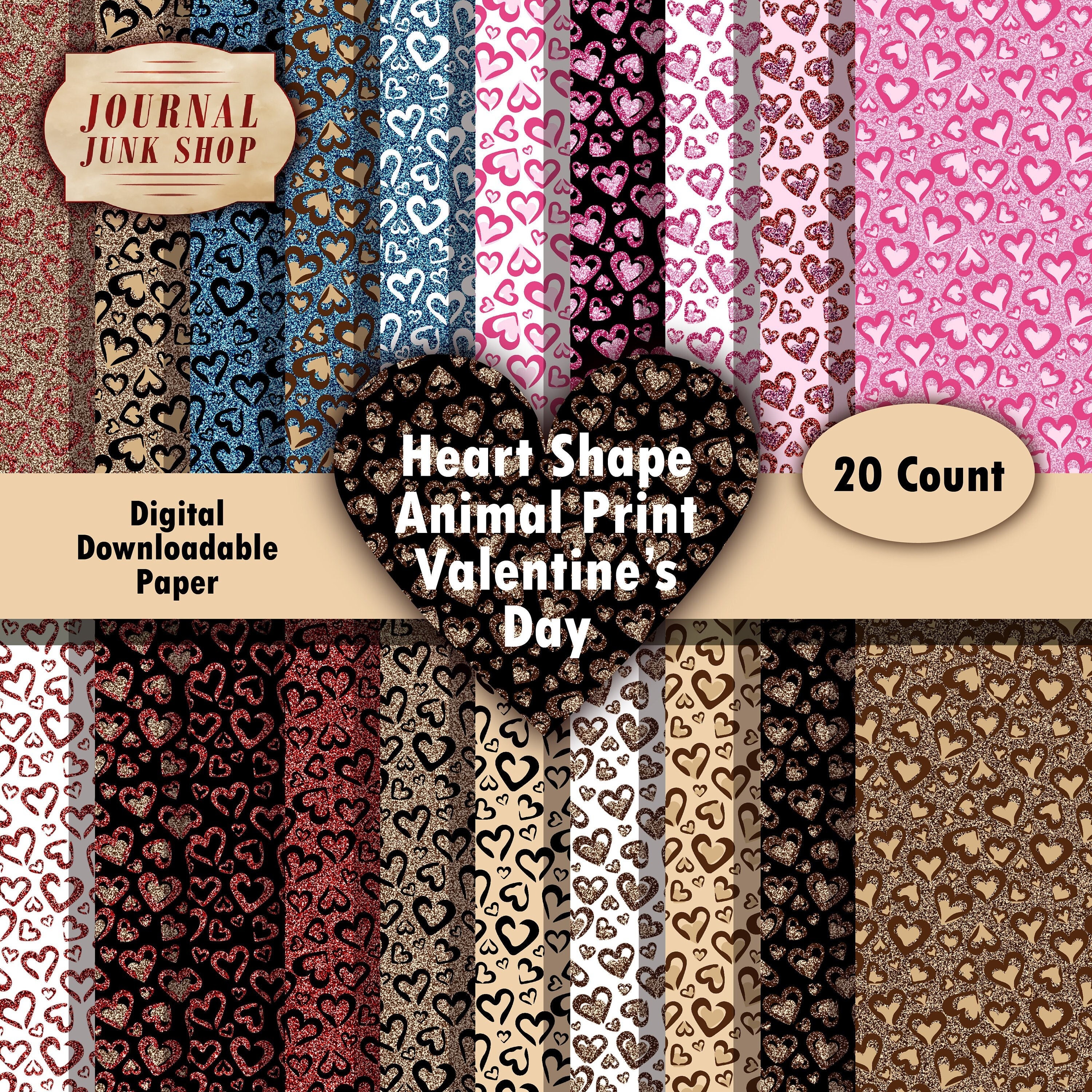 Heart Shaped Animal Print Paper- Valentine's Day, Glitter, Cheetah ...