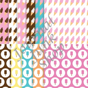 Ice Cream Shop Digital Paper- Ice Cream, Popsicles, Digital Downloads ...