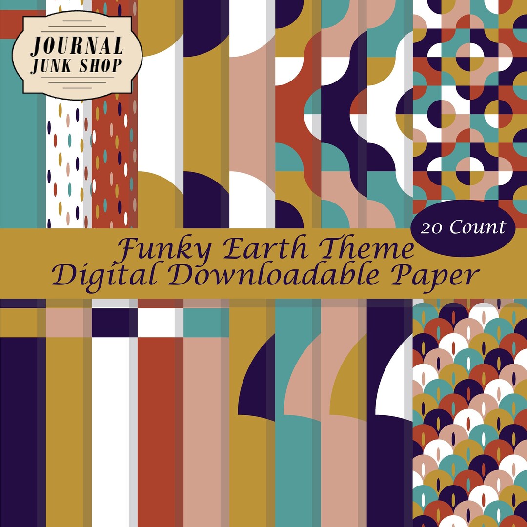 Funky Earth Digital Paper- Scrapbooking Paper, Digital Paper Pack, 20 ...