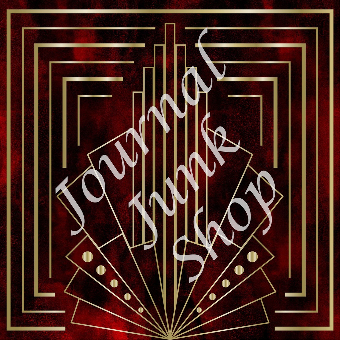 Red- Art Deco Dark Watercolor Collection in Red- Vintage, Gold, 1930's ...