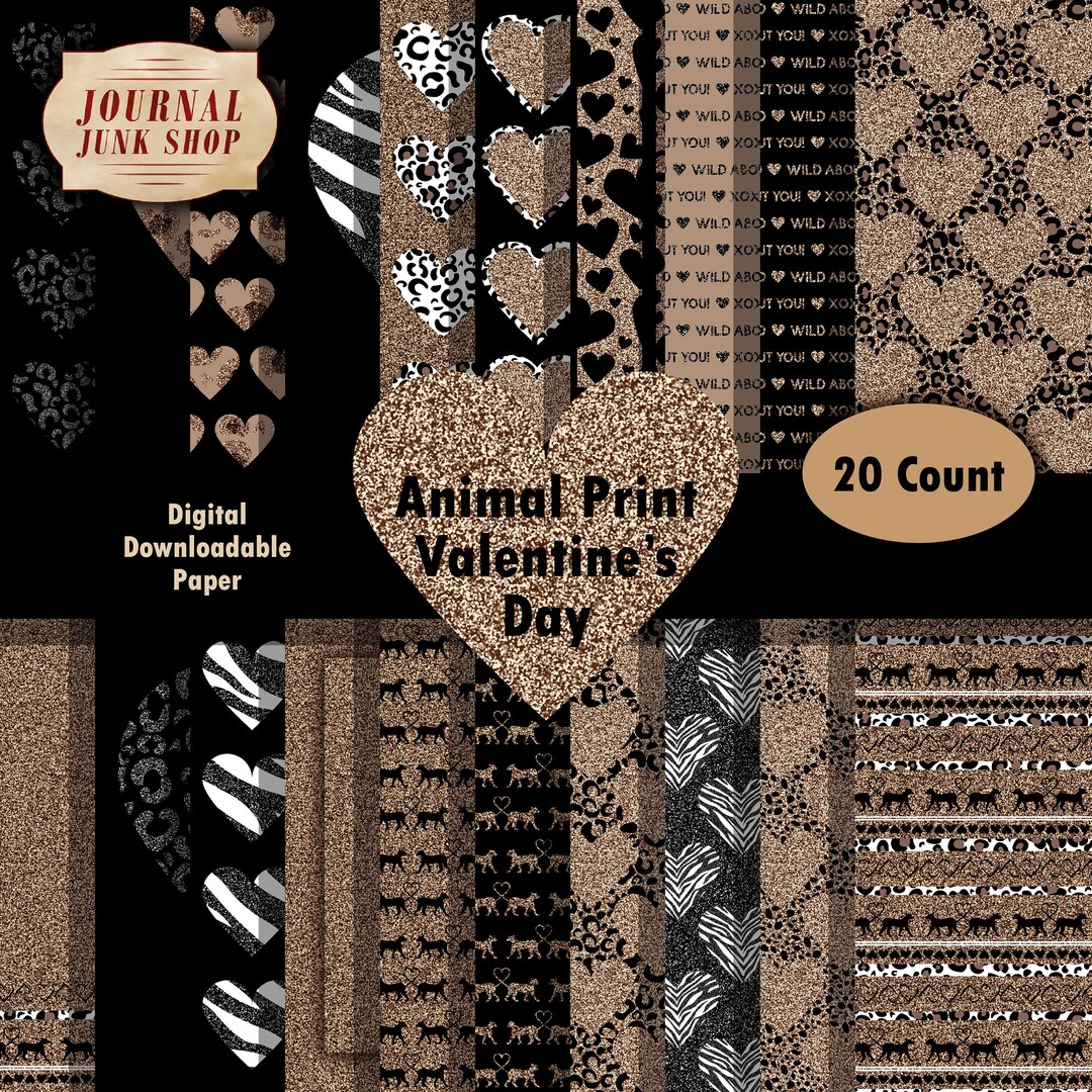 Animal Print Valentine's Day Digital Paper- Cheetah, Leopard, Jaguar ...