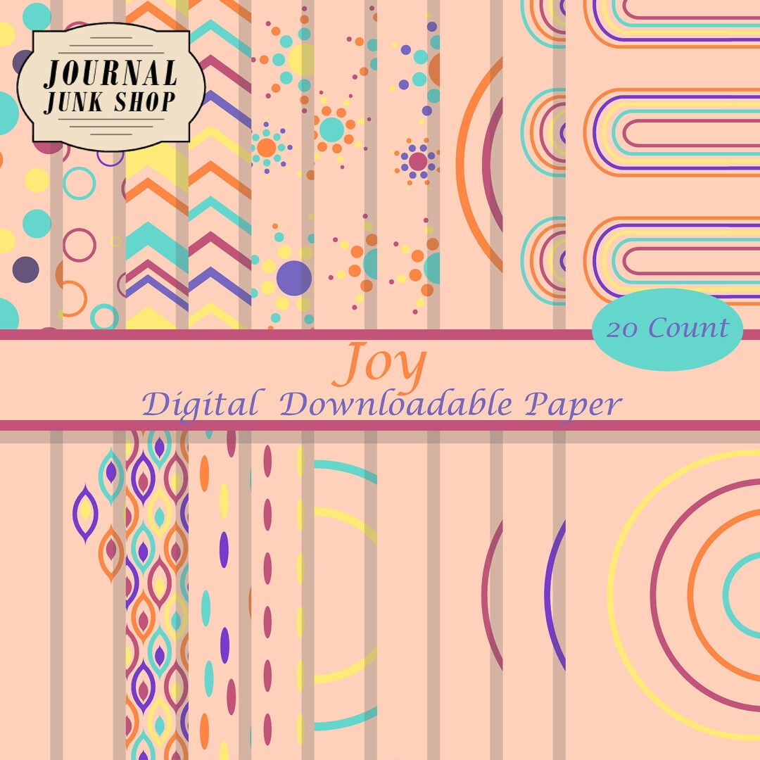 Joyful Theme Digital Paper- Scrapbooking Paper, Digital Paper Pack ...