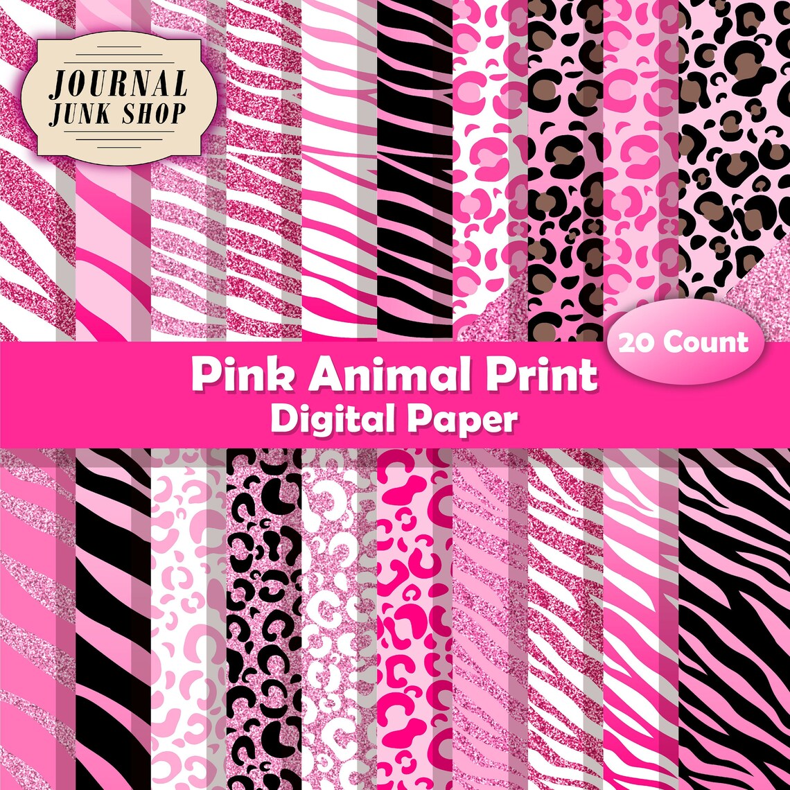 Pink Animal Print Paper Jaguar Leopard Tiger Zebra - Etsy