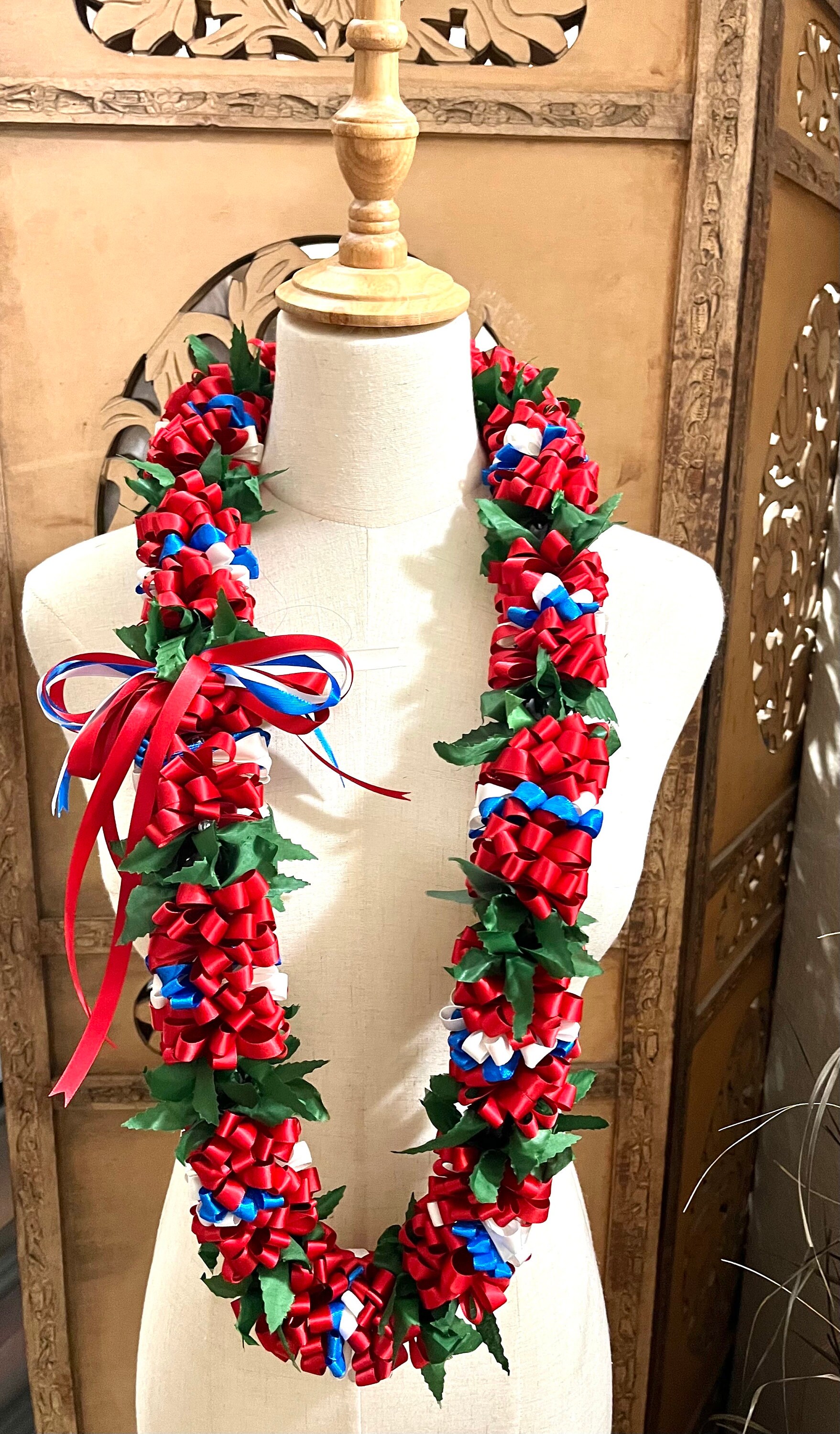 Graduation Lei. RED White & Blue Lei. All Occasion Lei. - Etsy