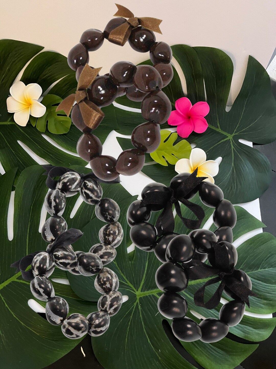 Kukui Bracelet SET. 2-tropical Island Bracelets BUNDLE. Marble/black ...