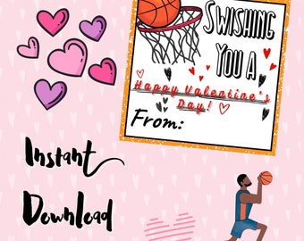 Basketball Valentine/ Swishing You a Happy Valentine's Day/ Class ...