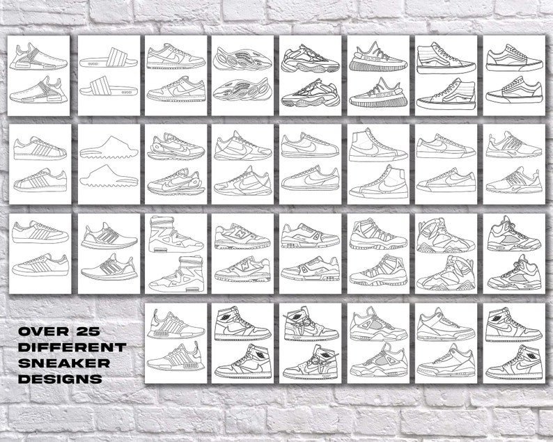 Printable Sneaker Coloring Book: Creative Designs for Sneaker ...