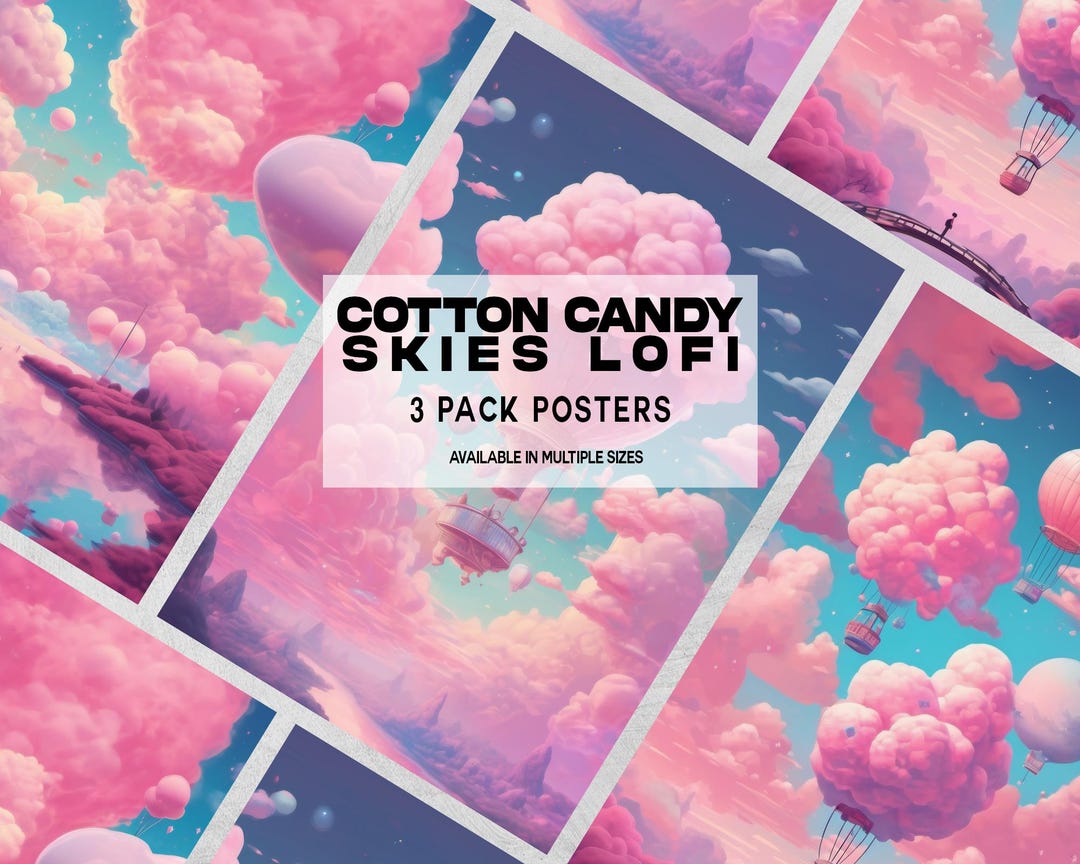3-pack Cotton Candy Skies Posters | Dreamy Pastel Wall Art Set ...
