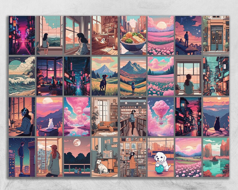 Lofi Design Digital Poster Pack | Aesthetic Wall Art | Chill Vibes ...