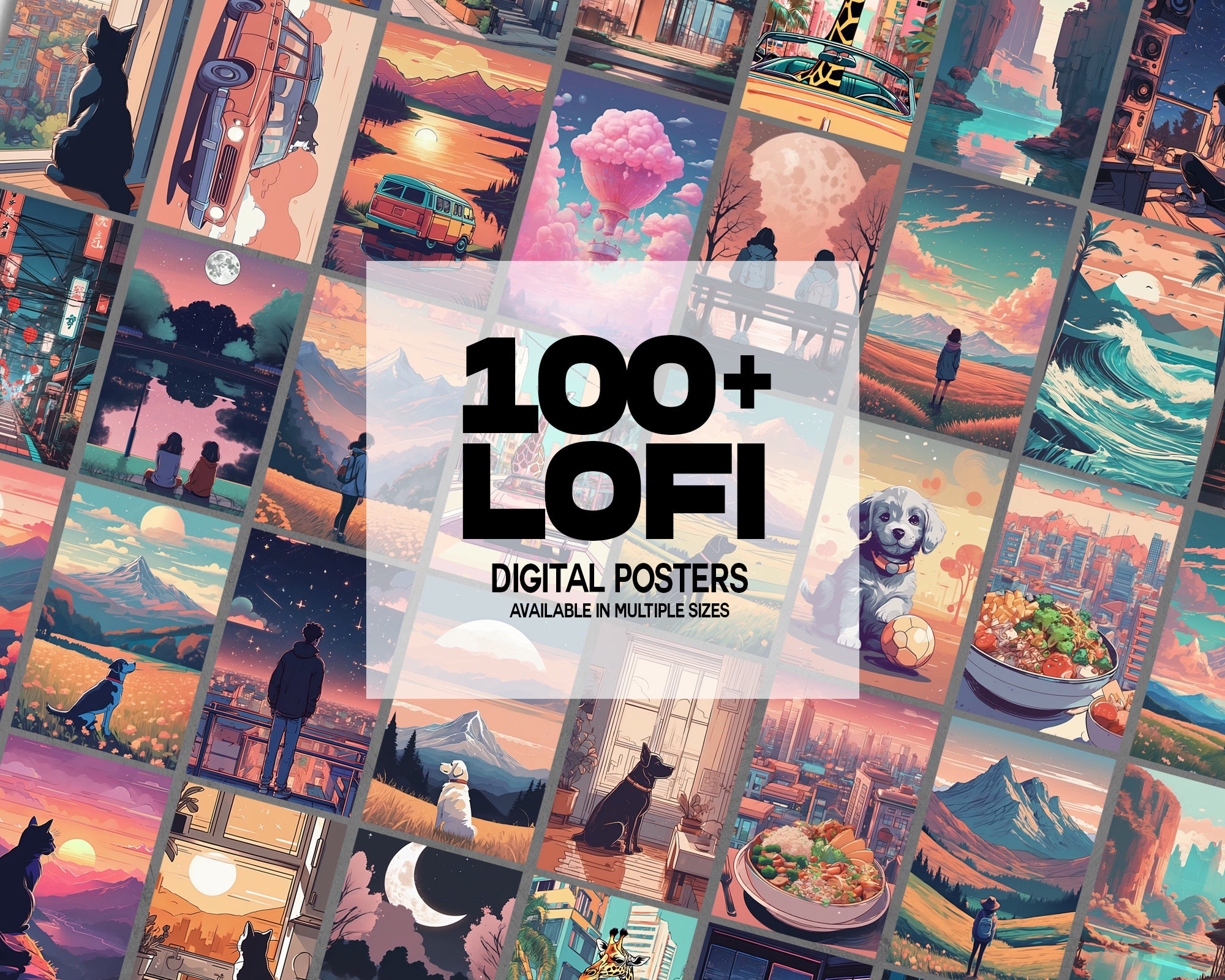 Lofi Design Digital Poster Pack | Aesthetic Wall Art | Chill Vibes ...