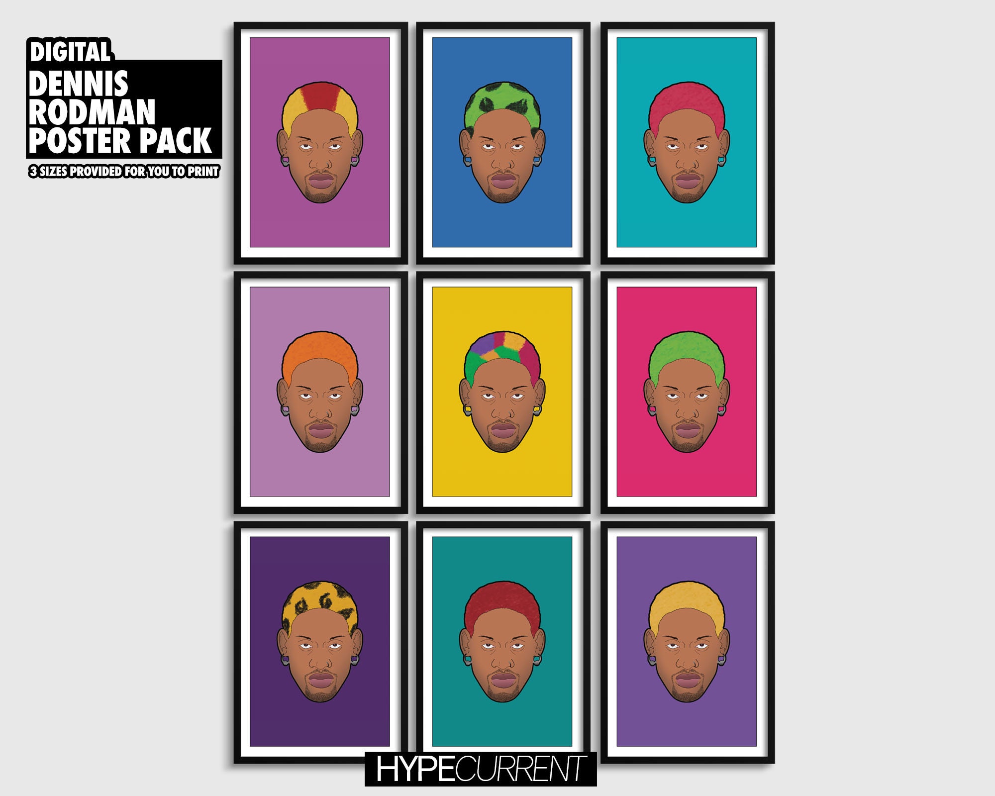 Faces of Rodman DIGITAL Poster Pack Dennis Rodman Design the Worm Art ...