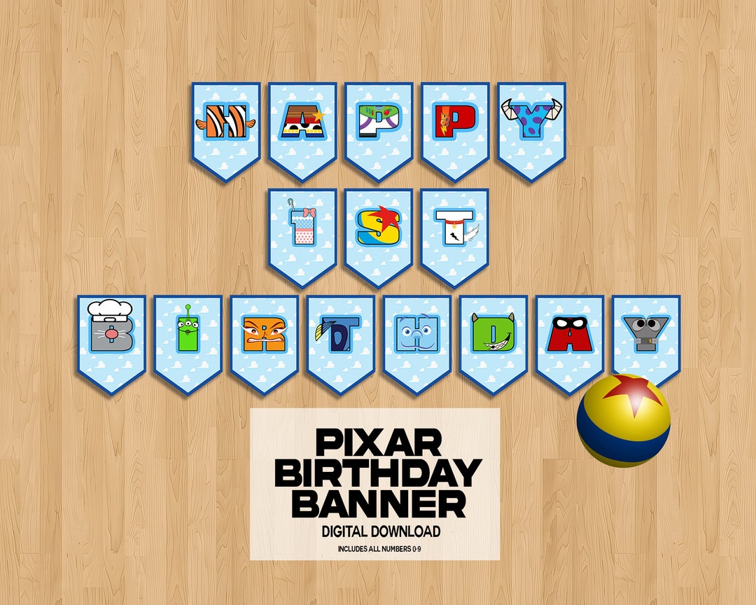 Pixar Happy Birthday Banner, Digital Download, Birthday Party ...