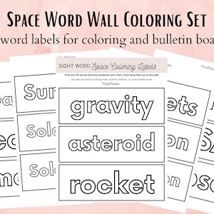 Space Science Word Wall Coloring Set Classroom Set, Science Teacher ...