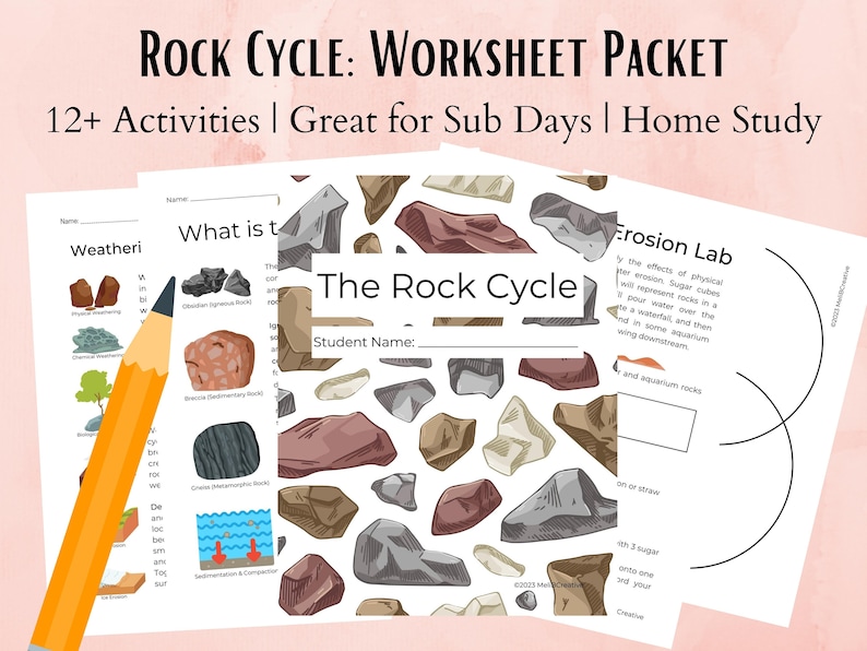 The Rock Cycle Science Worksheet Packet for Middle School Science Class ...
