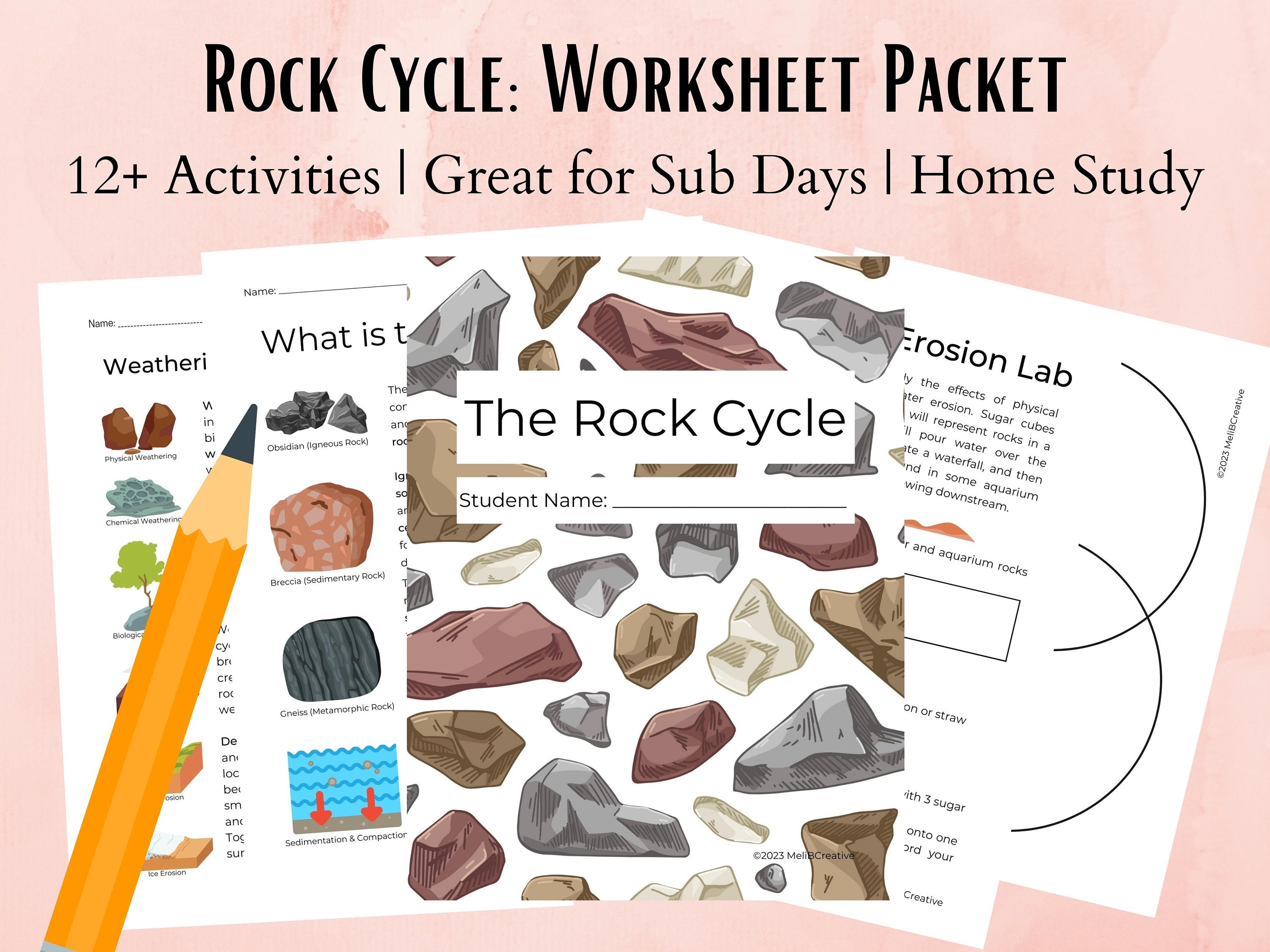 The Rock Cycle Science Worksheet Packet for Middle School Science Class ...