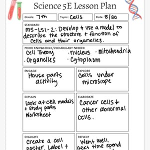 Science 5E Lesson Plan Printable or Digital PDF or PNG for Goodnotes ...