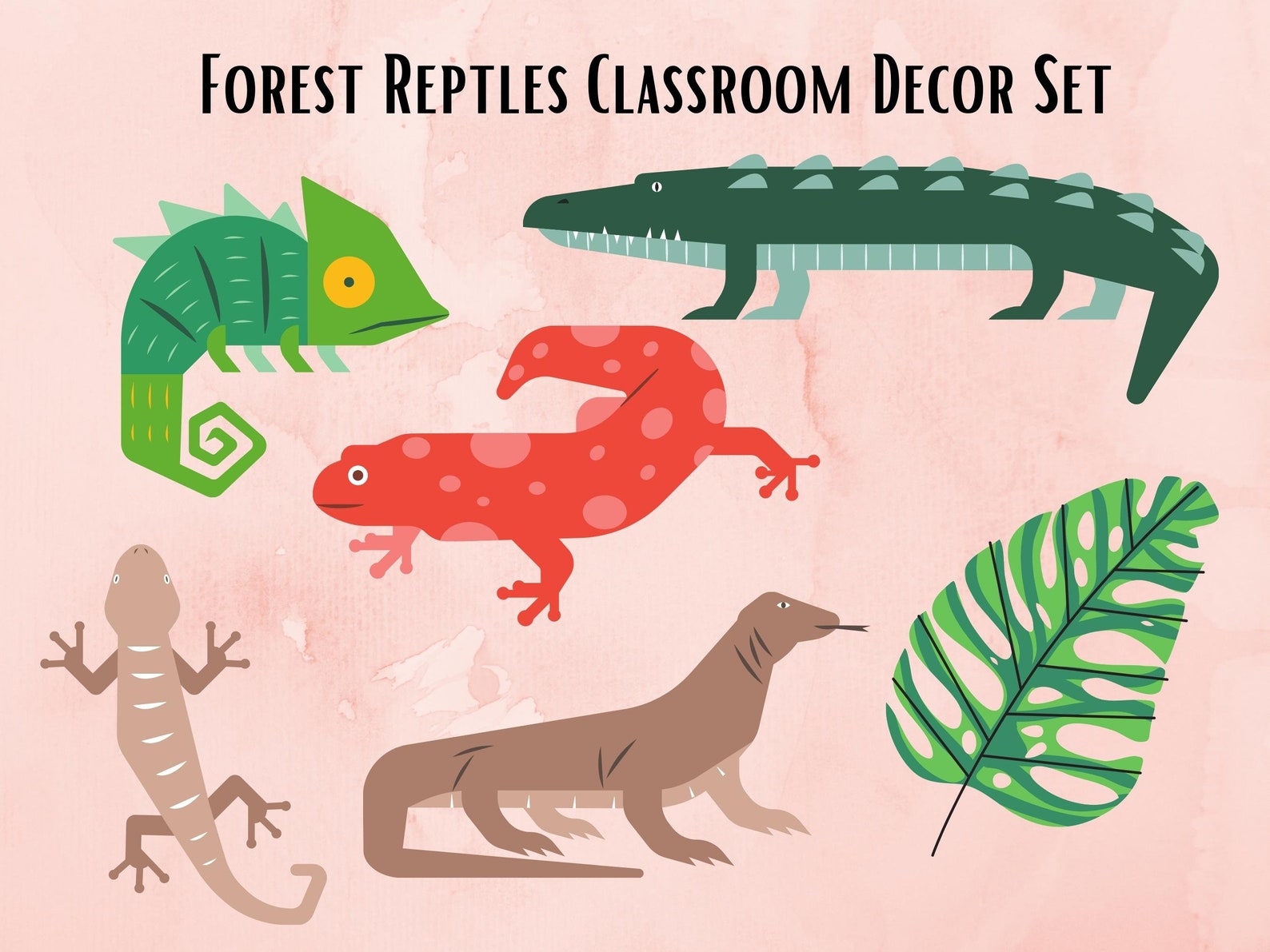 Forest Reptiles Science Classroom Decor Set, Green Classroom, Lizards ...