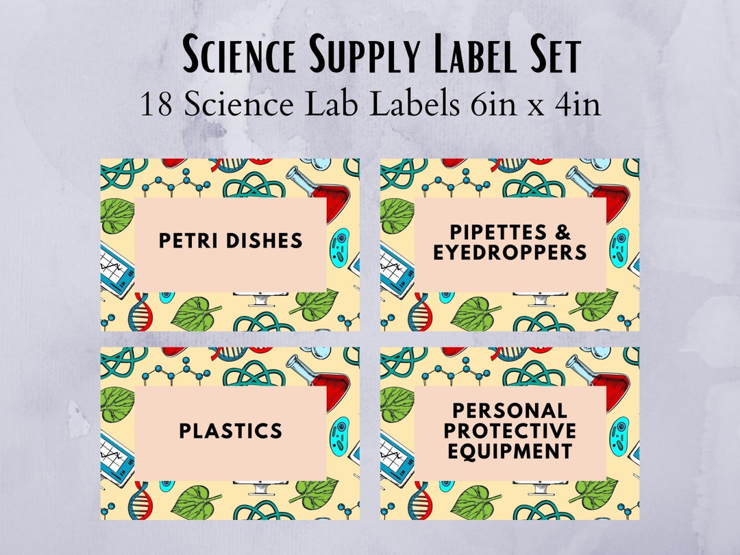 Science Lab Label Set, Science Classroom Décor, Science Labels, Biology ...