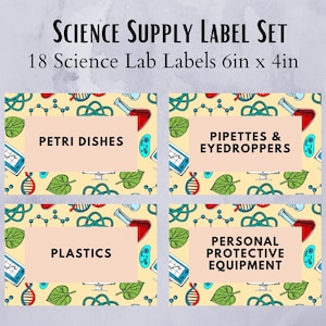 Science Lab Label Set, Science Classroom Décor, Science Labels, Biology ...