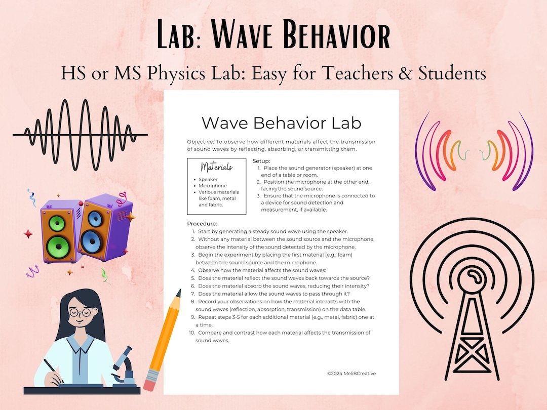 Lab Sheet: Wave Behavior, Physics Worksheet, Lesson, Science Teachers ...
