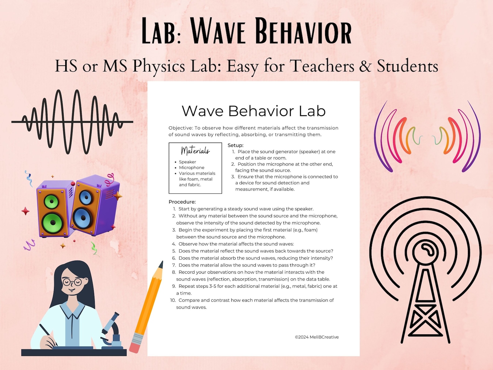Lab Sheet: Wave Behavior, Physics Worksheet, Lesson, Science Teachers ...
