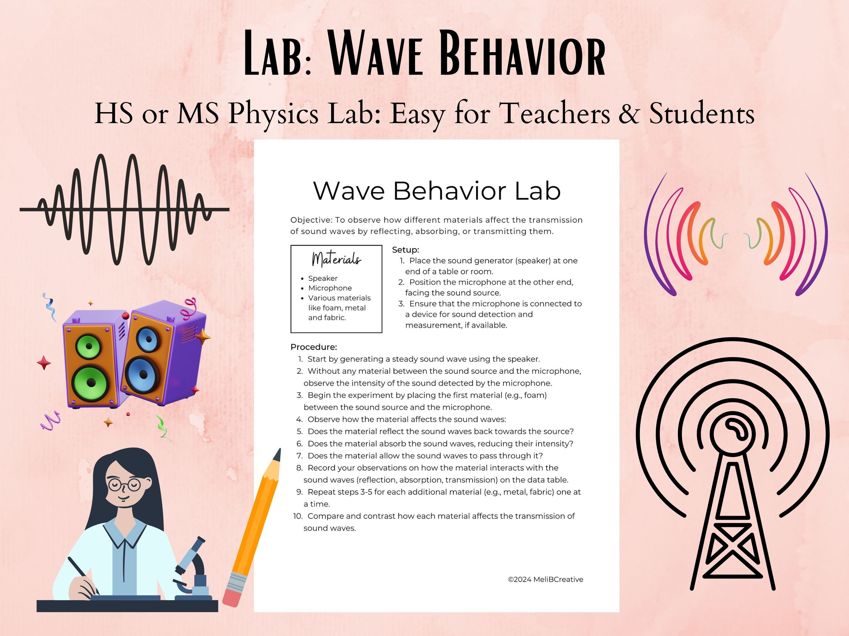 Lab Sheet: Wave Behavior, Physics Worksheet, Lesson, Science Teachers ...
