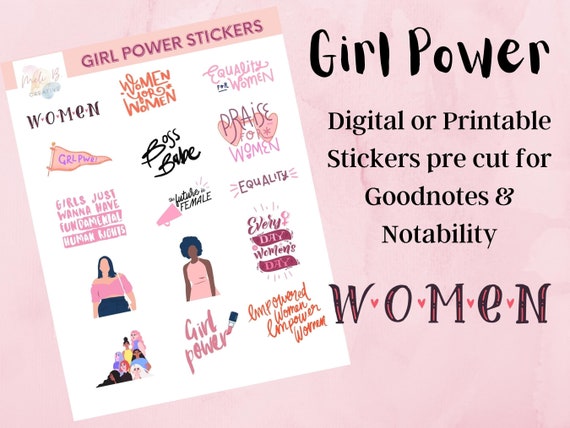 Girl Power Stickers Digital or Printable Sticker Sheet. for | Etsy
