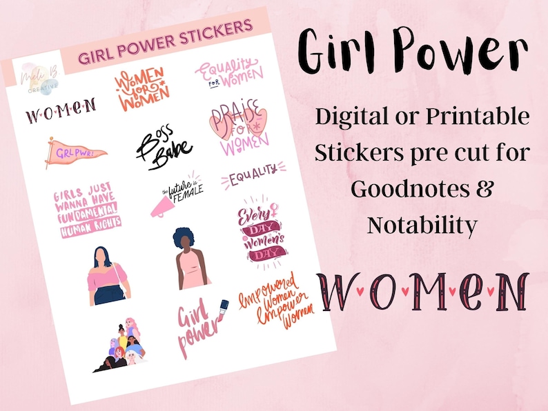 Girl Power Stickers Digital or Printable Sticker Sheet. for - Etsy