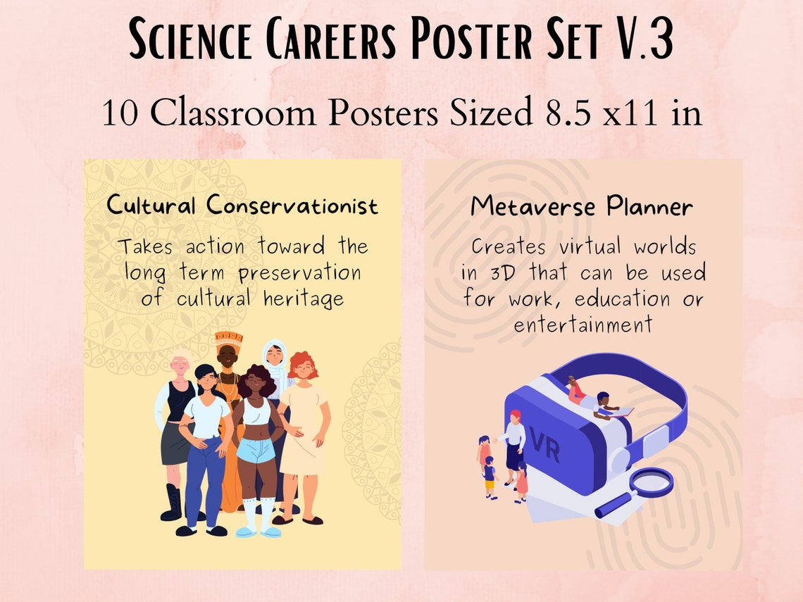 Science Careers Classroom Poster Set V.3 Science Classroom - Etsy