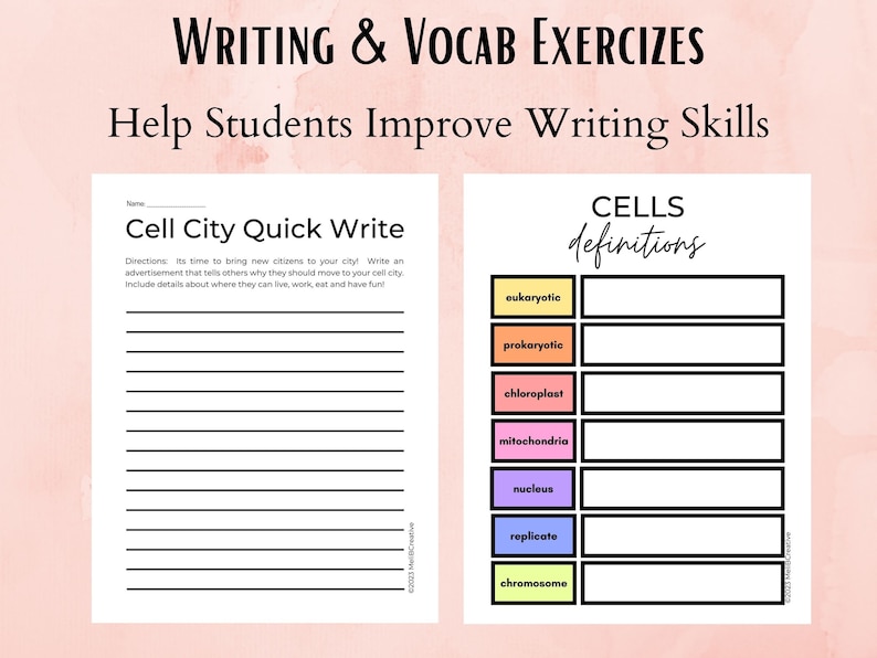 Cells Life Science Worksheet Packet for Middle School Science Class ...