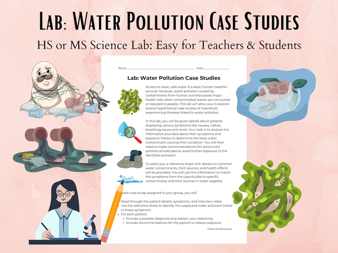 Water Pollution Case Study Lab Sheet, Earth Science, Biology Worksheet ...