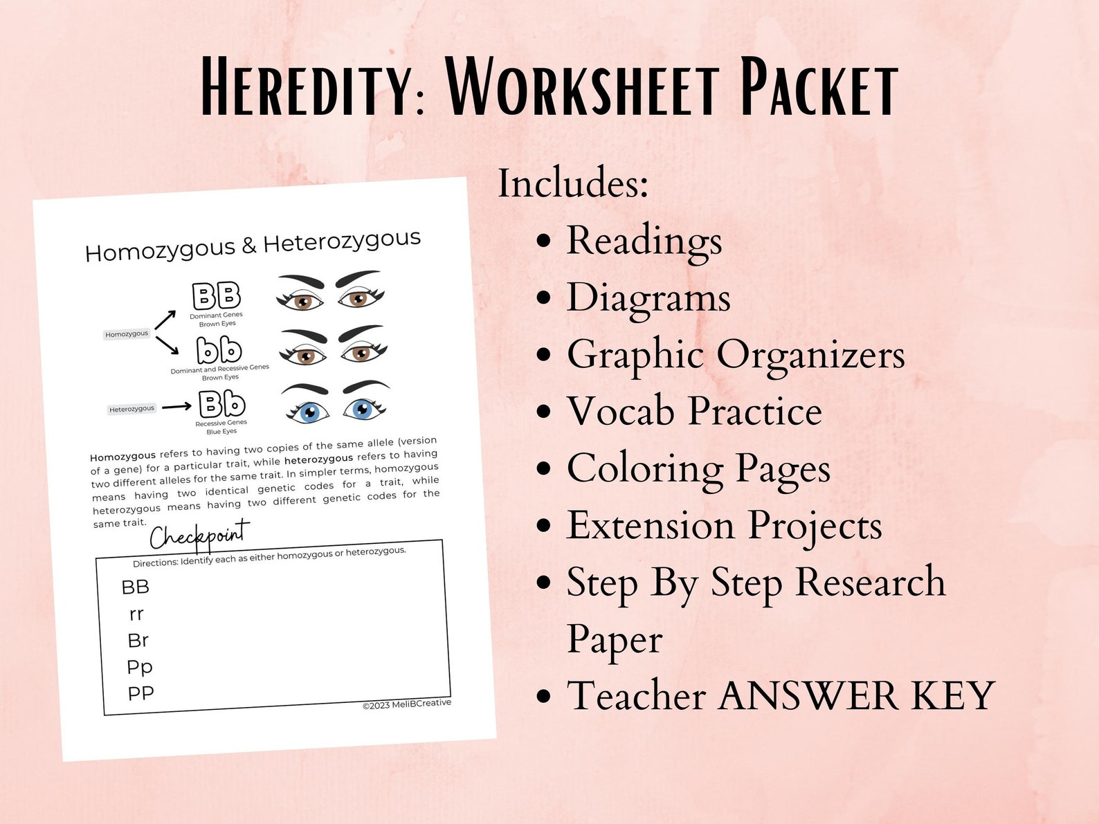 Heredity & Genetics Life Science Worksheet Packet for Middle School ...
