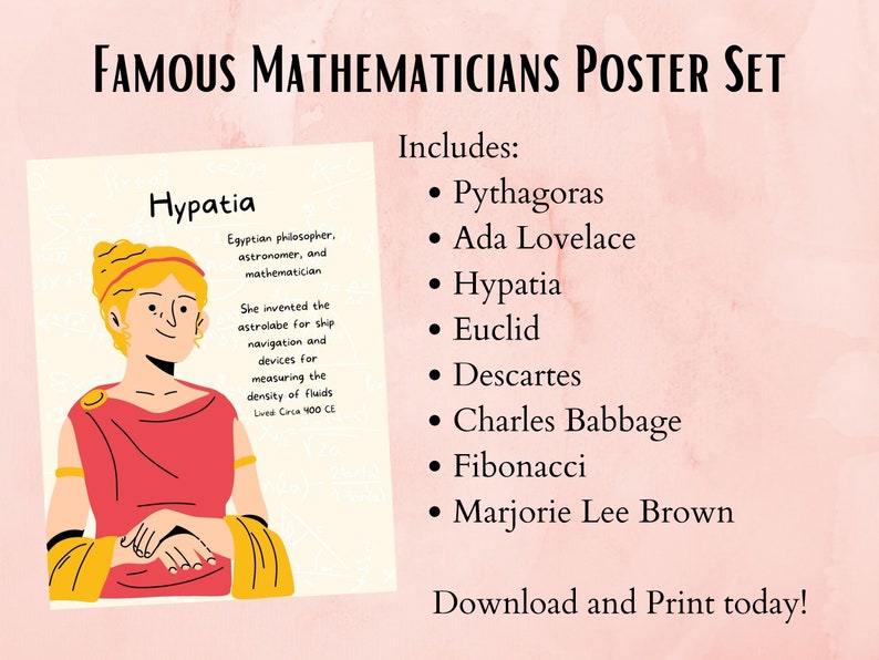 Famous Mathematician Classroom Poster Set, Math Classroom Décor, Women ...