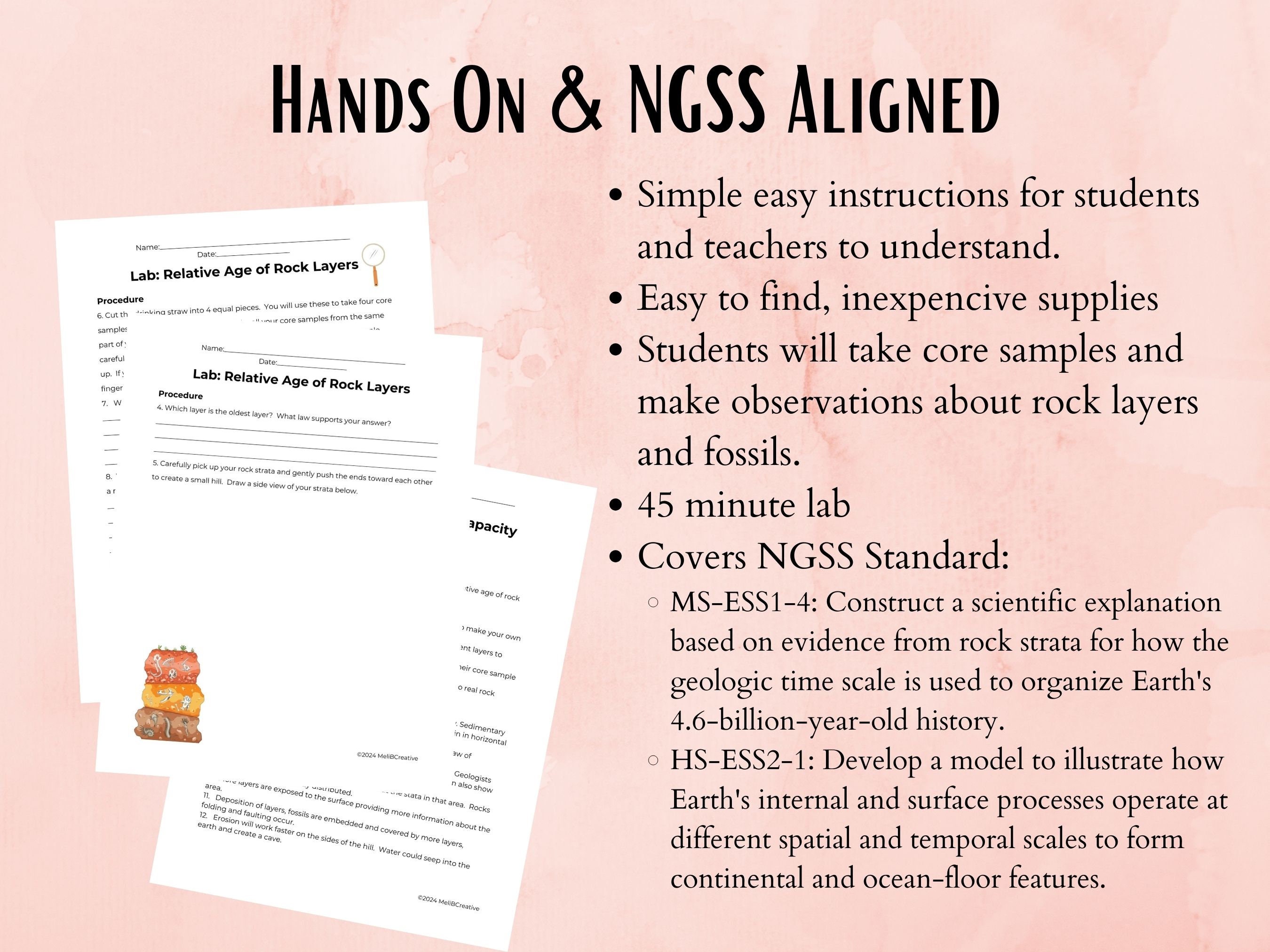 Lab Sheet: Relative Age of Rock Layers, Earth Science Worksheet, Lesson ...
