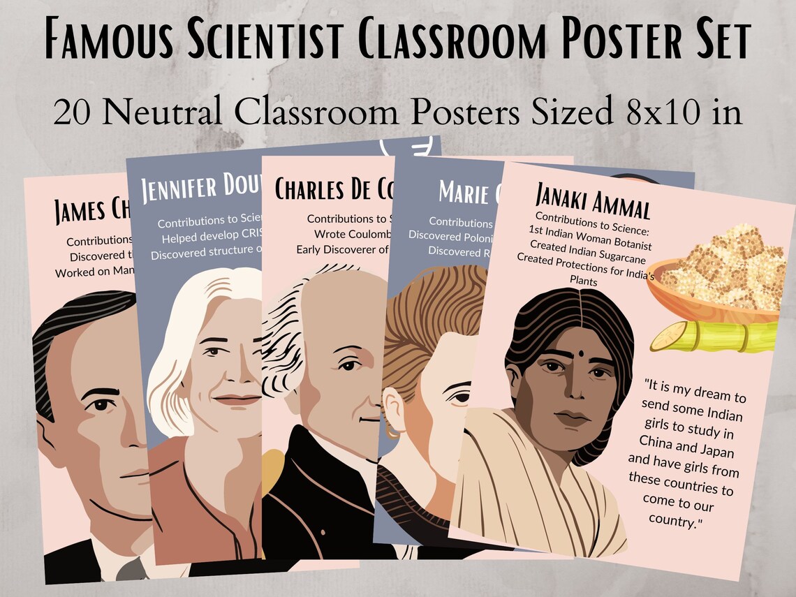 Famous Scientist Classroom Poster Set in Neutral, Science Classroom ...