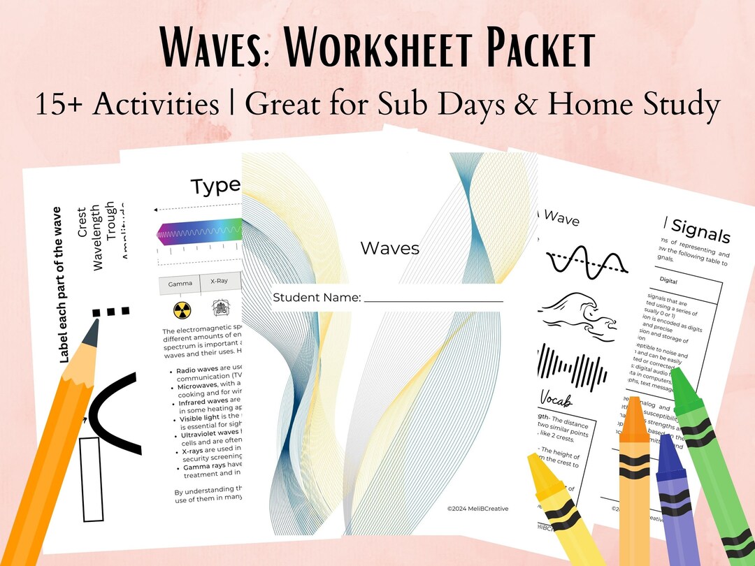 Electromagnetic Waves Physical Science Worksheet Packet for Middle ...