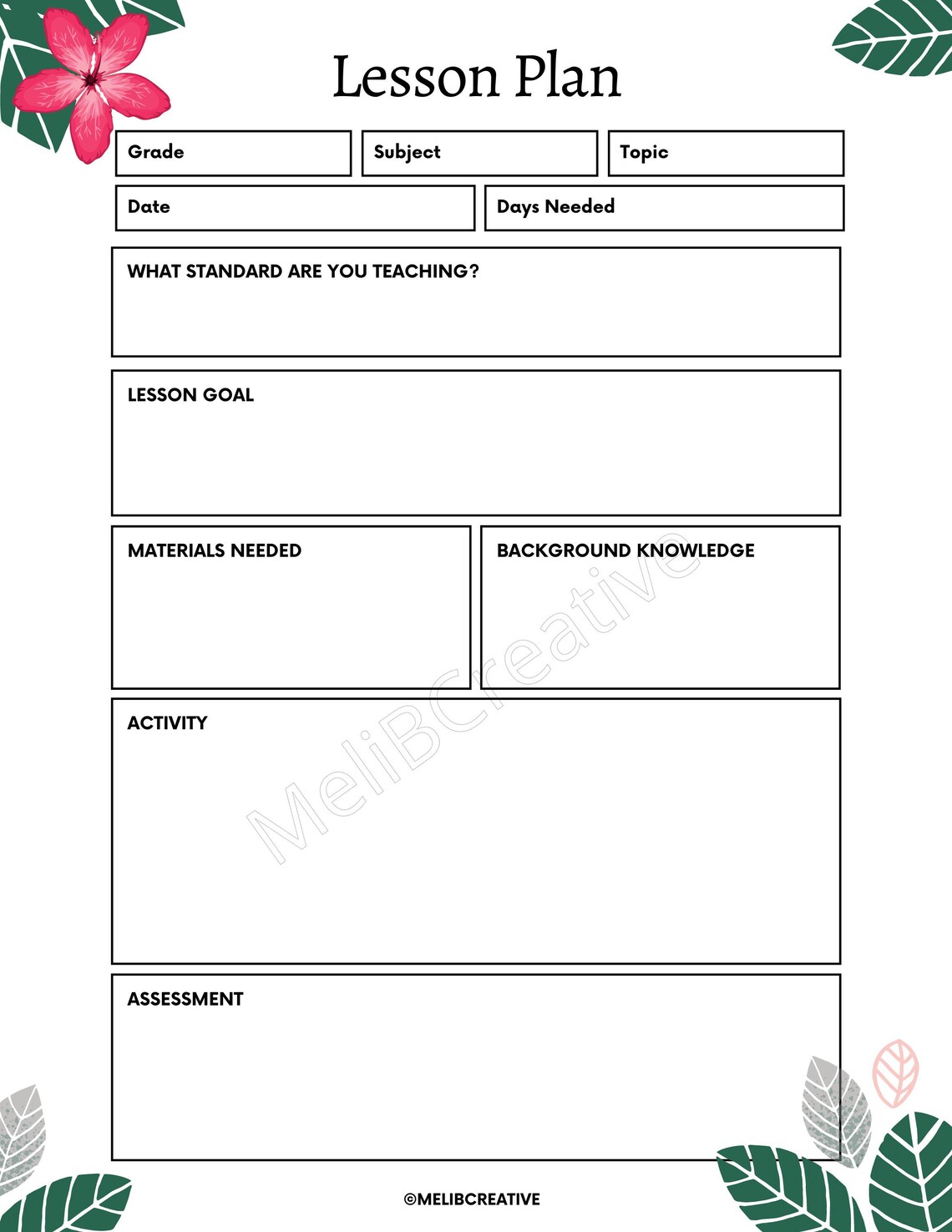 Daily Lesson Plan Printable or Digital PDF or PNG for Goodnotes ...
