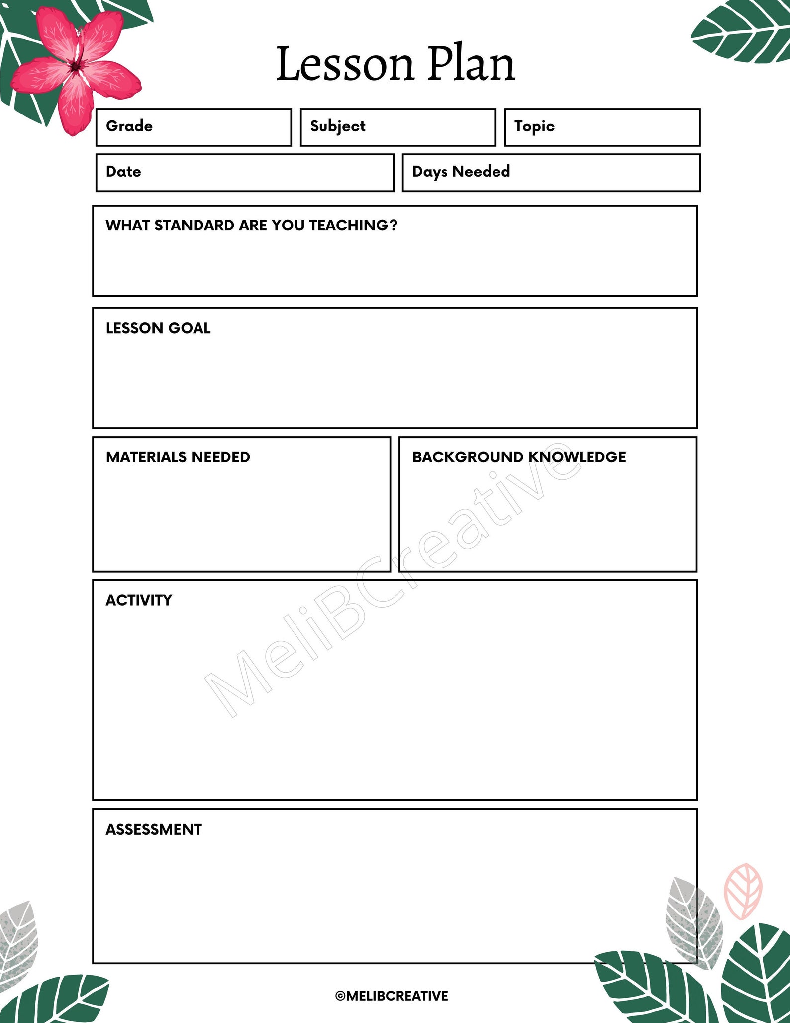 Daily Lesson Plan Printable or Digital PDF or PNG for Goodnotes ...