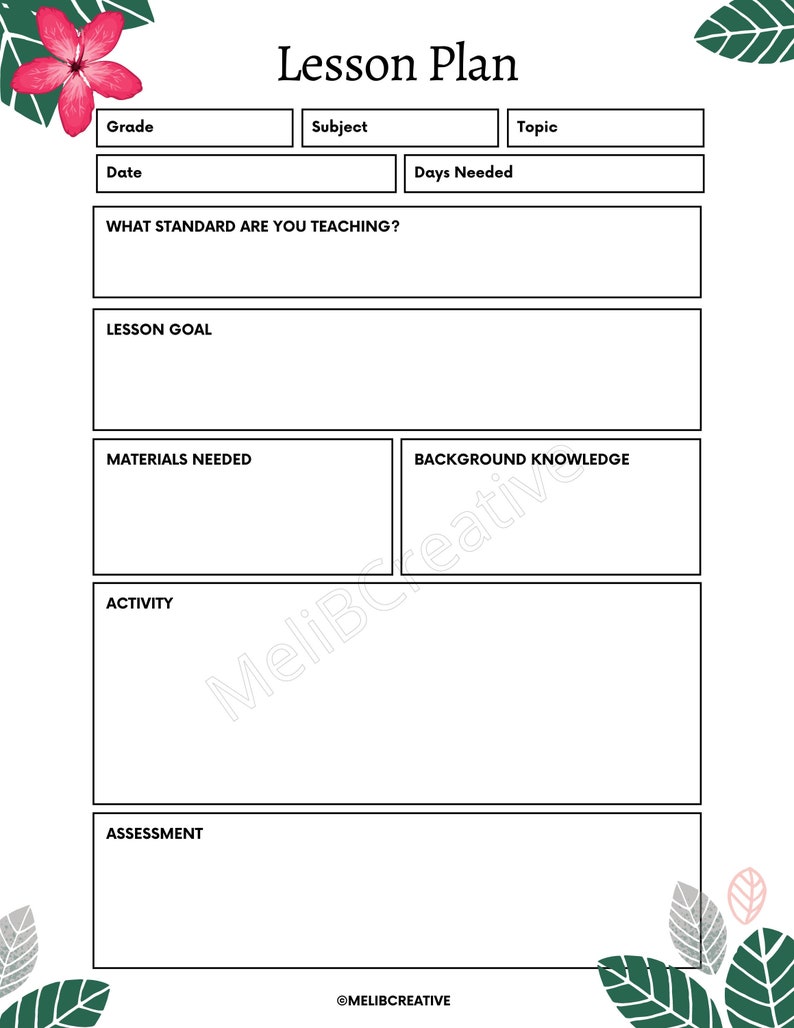 Daily Lesson Plan Printable or Digital PDF or PNG for Goodnotes ...