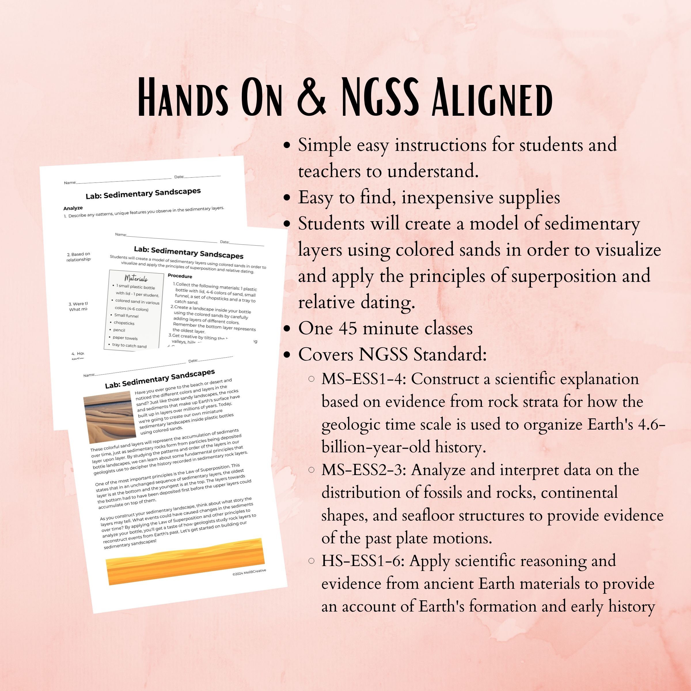 Sedimentary Sandscapes Earth Science Lab Worksheet, Relative Dating ...