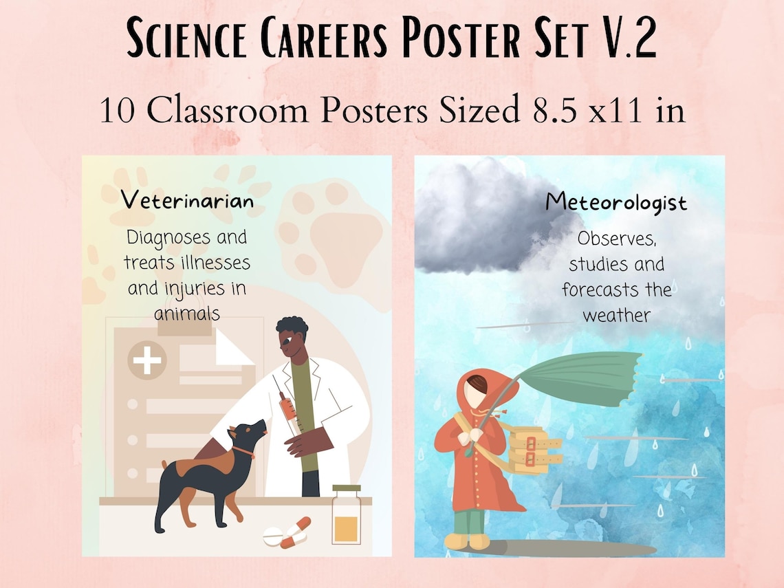 Science Careers Classroom Poster Set V.2 Science Classroom - Etsy