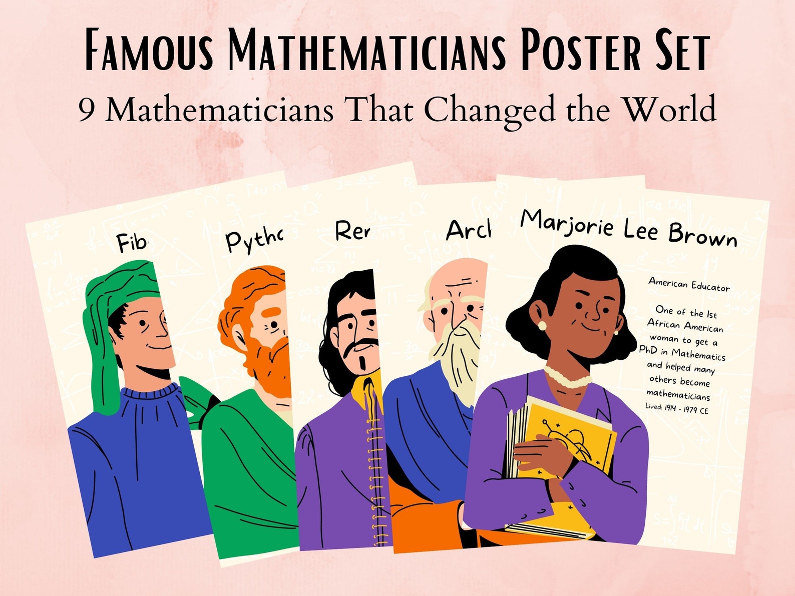 Famous Mathematician Classroom Poster Set Math Classroom - Etsy