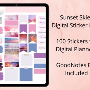 Sunset Skies Digital Stickers for Goodnotes, Bullet Journal, Digital ...