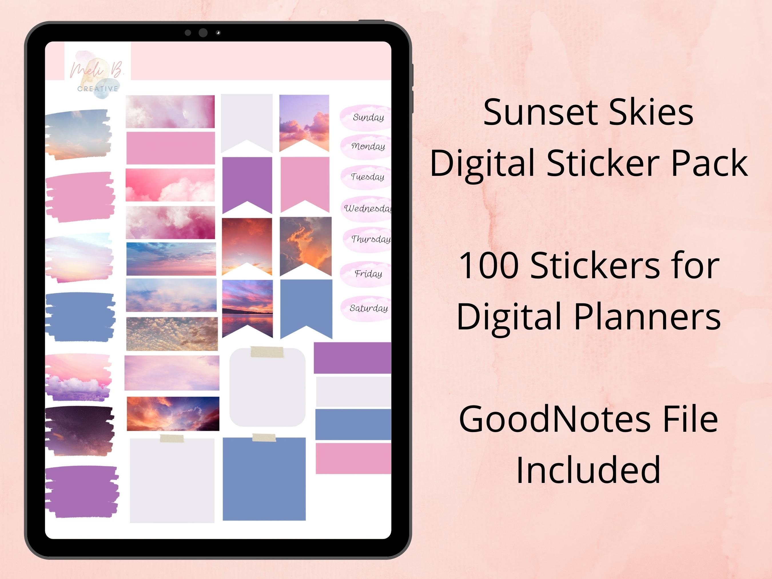 Sunset Skies Digital Stickers for Goodnotes, Bullet Journal, Digital ...
