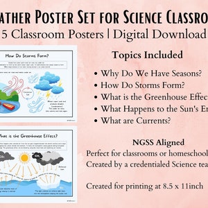 Weather Facts Classroom Poster Set, Science Classroom Décor, Earth ...
